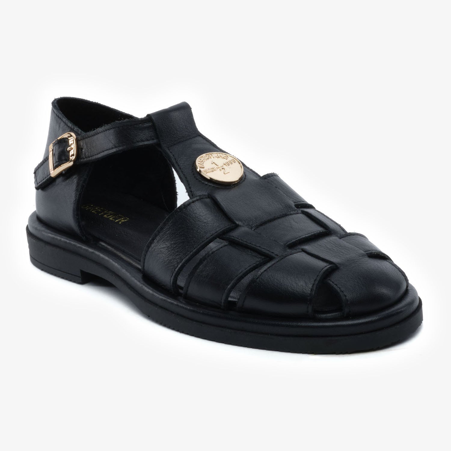 5Y2CA59255 Women's Black Genuine Leather Sandals – Greyder