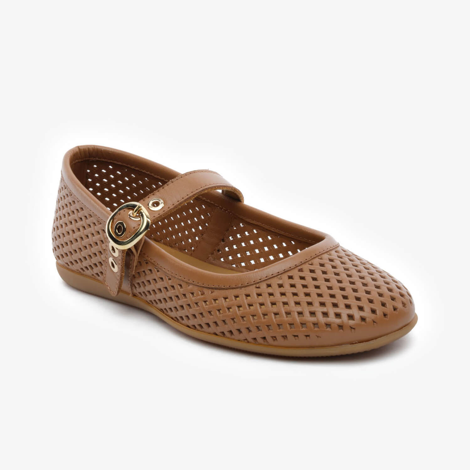 5Y2KA34372 Women's Tan Genuine Leather Ballet Flats – Greyder