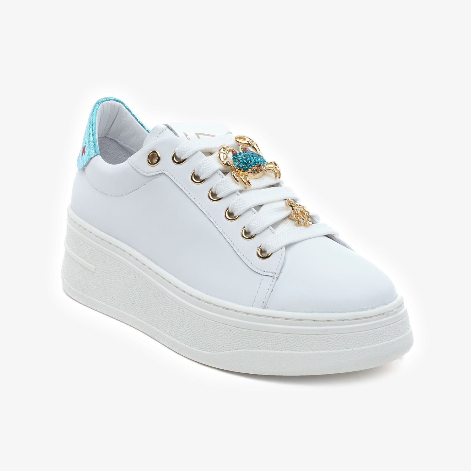 5Y2SA59273 Women's White Blue Genuine Leather Sneaker Shoes – Greyder