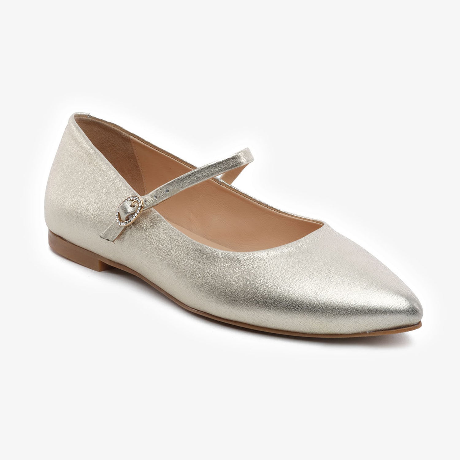 5Y2TA59269 Women's Gold Genuine Leather Ballet Flats – Greyder