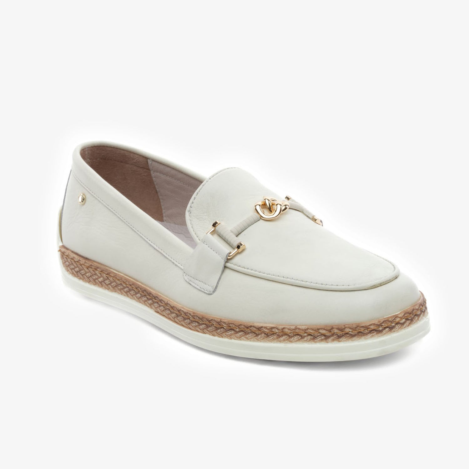5Y2UA59278 Women's Off-White Genuine Leather Loafers – Greyder